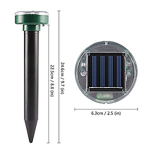 Mole Repellent Stake Repellent Solar Repellent 4 Pack,Outdoor Ultrasonic Gopher Repeller Deterrent Waterproof,Groundhog Repellent Spikes Drive Away,Rodent Vole Chaser for Lawn Gardens and Yards
