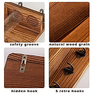 Key Holder for Wall, Wall Organizer, Wall-Mounted Key and Mail Holder with 2 Test Tube&5 Key Hooks Perfect for Entrance, Hallway, Doorway, Living Room, Home Decor