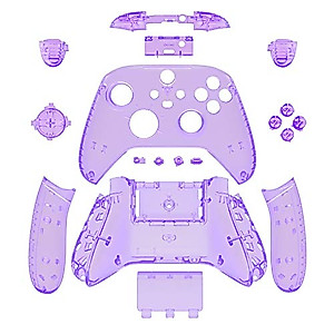 eXtremeRate Clear Atomic Purple Controller Full Set Housing Shell Case w/Buttons for Xbox Series X/S, Custom Replacement Side Rails Front Back Plate Cover for Xbox Series S & Xbox Series X Controller
