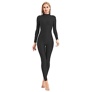 speerise Adult High Neck Zip One Piece Unitard Full Body Leotard Bodycon Jumpsuit for Women