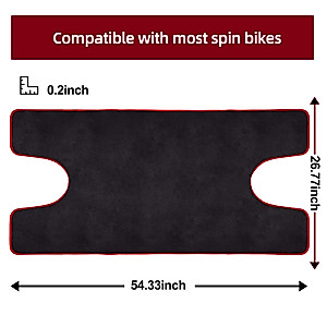 Exercise Bike Sweat Towel Mat, Super Absorbent Spin Bike Sweat Guard, Anti Slip & Machine Washable Mat Compatible with Peloton Bike, Peloton Accessories Black/Red