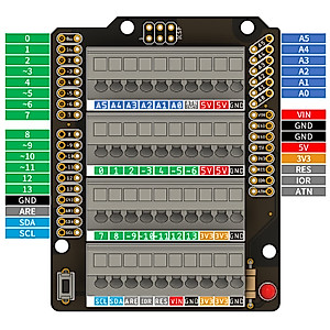 ElectroCookie Uno Terminal Block Shield Kit, Compatible for Arduino Uno R3, Push-in Simple Spring Connector Expansion PCB Module