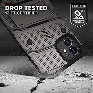 ZIZO Bolt Series for iPhone 12 Mini Case with Screen Protector Kickstand Holster Lanyard - Gun Metal Gray