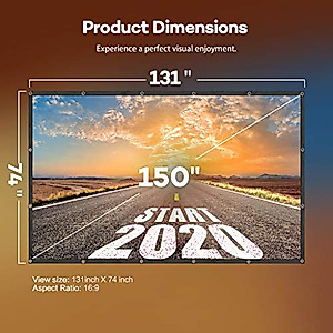 OWLENZ 150" Projector Screen for Outdoor Movies Portable Foldable Anti Crease 16:9 4K HD Projection Video Film Screen for Home Theater Indoor Support Front Rear Projection