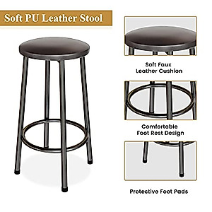 LinkRomat Pub Table Set of 3, Small Dining Table for 2, Bistro Table and Chairs, Bar Height Table w/2 Stools Counter Height Table Kitchen Bar Small Kitchen Table for Breakfast Nook Small Space