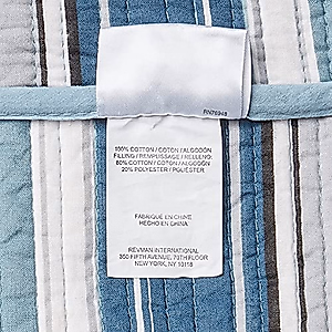 Stone Cottage Fresno Collection Quilt Set-100% Cotton, Reversible, Medium Weight Bedding with Matching Shams, Queen, Blue