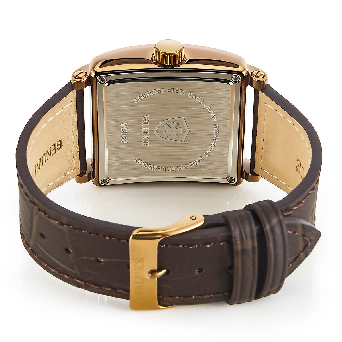 Valence Watches for Women, Vintage Square Face Wrist Watches for Women, Classic Ladies Quartz Watches with Brown Leather Band（83 Brown）