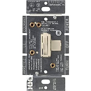 Lutron Toggler Fan Control, Single-Pole, AYFSQ-F-LA, Light Almond