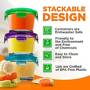 NutriChef 12PC Food Storage Containers - 4.48oz Mini Stackable Superior Premium Glass Meal-prep w/Airtight Locking Lid, BPA-Free Leakproof, Freezer-to-Oven-Safe, For Baby Food Snacks Fruits & Nuts
