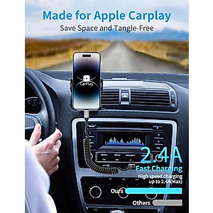 Coiled Lightning Cable for Car (3FT/6FT), 2Pack Retractable iPhone Charger Cord Fast Charging, [MFi Certified] Short Apple CarPlay USB to Lightning Cord for iPhone 14 13 12 11 Pro Max XR XS 8 SE, iPad