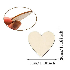 100 pcs Mini Rustic Wooden Love Heart Wedding Table Scatter Natural Wood Heart Crafts Children's DIY Manual Patch Home Decorations（30mm）