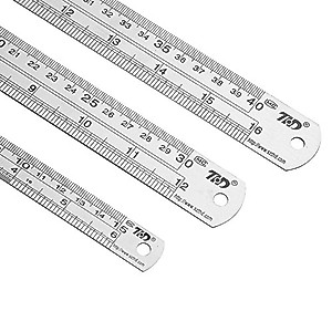 ZZTX Metal Ruler Stainless Steel Ruler Straight Edge Measuring Tool 6 Inch +12 Inch + 16 Inch 6 Pack Set