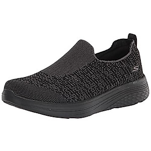 Skechers Women's MAX Cushioning LITE-Knit Slip ON Sneaker, Black/Gray, 6.5