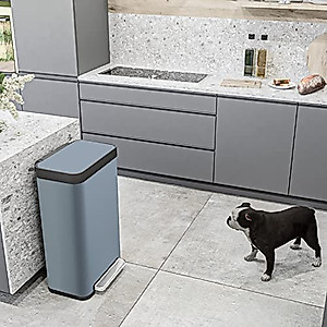 Home Zone Living 18.5 Gallon Large Capacity Kitchen Trash Can, Tall Stainless Steel Liner-Free Body, 70 Liter Capacity, Matte Black, Virtuoso Series