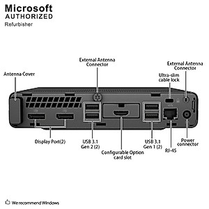 HP EliteDesk 800 G5 Mini High Performance Desktop Computer, Intel Six Core i5-9500T up to 3.7GHz, 16G DDR4, M.2 256G SSD, WiFi, BT, 4K Support, DP, Windows 10 Pro 64 English/Spanish/French(Renewed)
