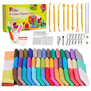 Polymer Clay Kit, 50 Colors DIY Modeling Clay, NonToxic Oven Baken Clay with Sculpting Tools and Decorative Accessories, Great for Kids & adults