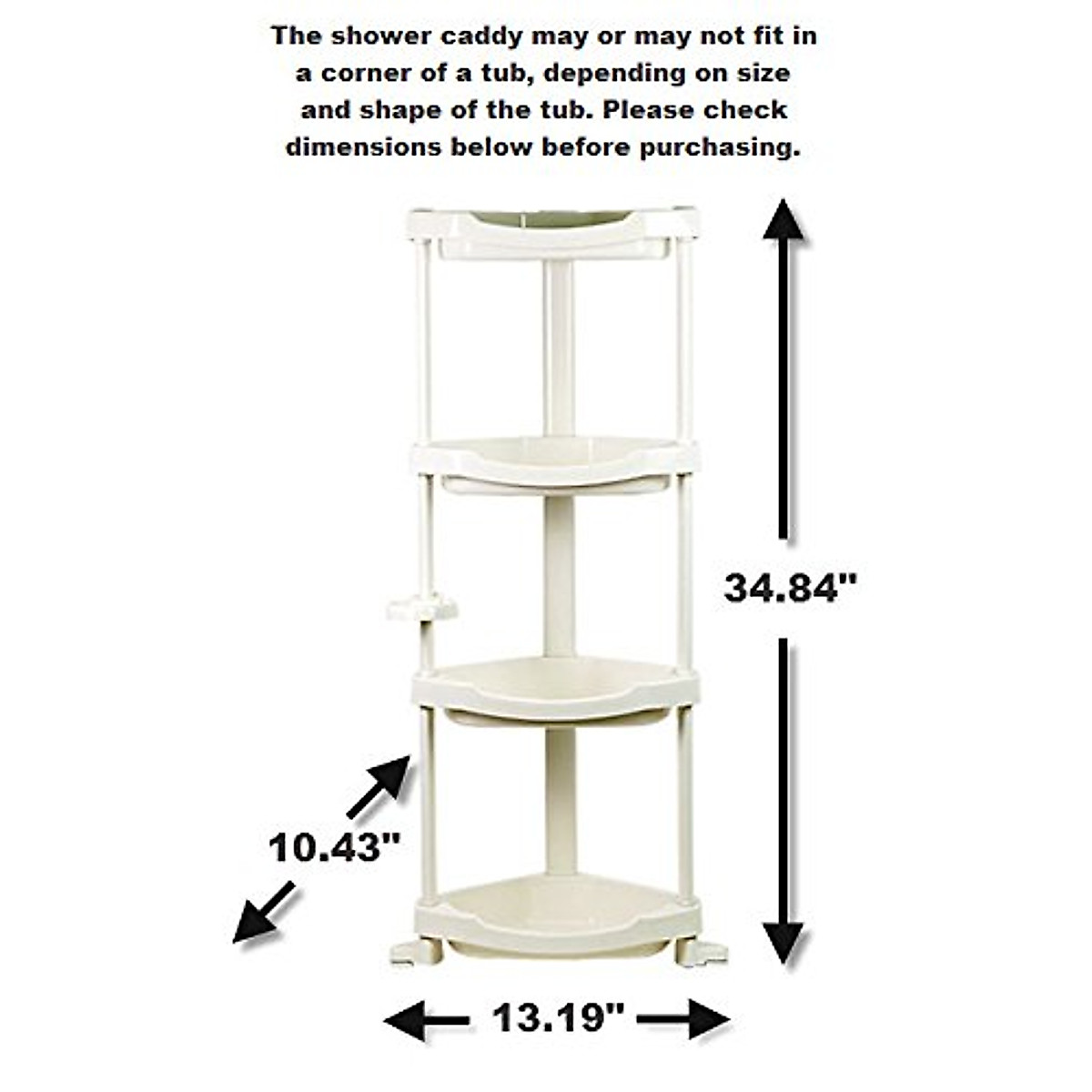 Tenby Living Corner Shower Caddy - 4 Shelf Shower Organizer Caddie with Movab.
