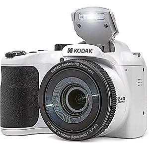 Kodak AZ255-WH PIXPRO Astro Zoom 16MP Digital Camera 25X Optical Zoom White Bundle with Lexar 32GB High-Performance 800x UHS-I SDHC Memory Card Blue Series