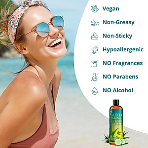 Seven Minerals NEW Cooling After Sun Gel with Aloe Vera - For Skin & Face with Instant Sunburn Relief. Unlike Regular Aftersun Lotion With Cucumber & Vitamin E (12 Fl Oz)