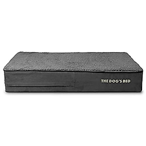 The Dog’s Bed Orthopedic Memory Foam Dog Bed, Large Grey Plush 40x25, Pain Relief for Arthritis, Hip & Elbow Dysplasia, Post Surgery, Lameness, Supportive, Calming, Waterproof Washable Cover