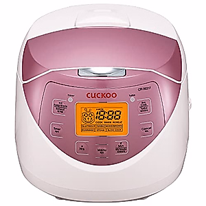 CUCKOO CR-0631F | 6-Cup (Uncooked) Micom Rice Cooker | 8 Menu Options: White Rice, Brown Rice & More, Nonstick Inner Pot, Made in Korea | White/Pink