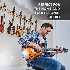 DLDIRECT Multiple Guitar Wall Mount with 6 Guitar Holder Locking System, 48-Inch Black Wall Hanger for Guitars and Ukuleles