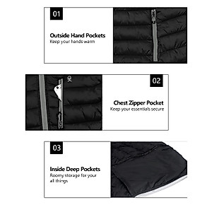 Little Donkey Andy Men's Packable Lightweight Puffer Jacket Hooded Windproof Winter Coat with Recycled Insulation Black L