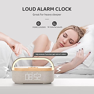 COLSUR Bluetooth Speaker Alarm Clock with Wireless Charger, LED Night Light, 2500mAh Battery - For Bedroom, Home