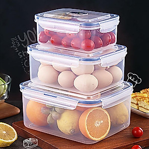 iKumar 10 Pcs (5 Containers & 5 Lids) Premium Multifunctional Large Refrigerator Fresh Food Storage Containers Set - Leakproof, BPA-Free Plastic Sealed Plastic Fresh Keeping Box with Lids