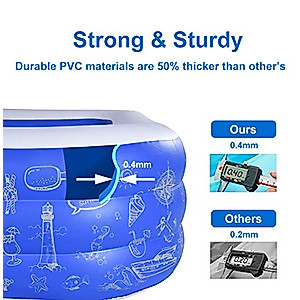 FC Design Backyard Swim Center for Kids, Adults, Babies, Toddlers, Blow up Large Rectangular Patio Garden Outdoor Inflatable Family Swimming Pools with Electric Air Pump Included, 117"D x 68"W x 22"H