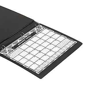 2023-2024 Academic Year 12 Months Student Calendar/Planner in Protective Sleeve for 3-Ring Binder, Desk or Wall -v009 (Damask Black and White)