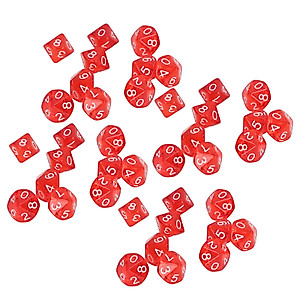 Teaching Dices, Numbers Dices 10 Side Plastic for Board Games (Red)