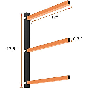 ZWanPing Lumber Storage Rack,Lumber Rack Wall Mount Wood Organizer and Lumber Storage Metal Rack with 3-Level - Indoor & Outdoor Use, 4 Pack