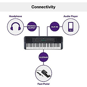 YAMAHA, 61-Key PSR-E273 Portable Keyboard with PA130 Power Adapter, Black