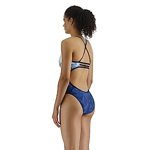 TYR Women's Standard Durafast Elite Trinityfit Swimsuit, Blue/White, 34