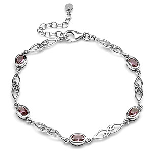 Silvershake Simulated Color Change Alexandrite 925 Sterling Silver Celtic Knot 7.25 to 8.75 Inch Adjustable Bracelet