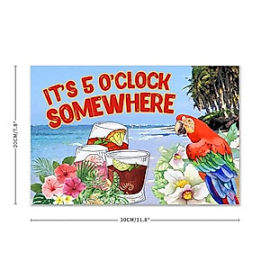 It's Five O'clock Somewhere Wooden Plaque Sign Distressed Table Country Wall Décor Wooden Signs Custom Tiki Bar Pool Hot Tub Luau Wood Sign for Bedroom Offices 8x12 Inch