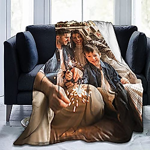 Custom Blanket With Photo Text Personalized Throw Blanket Customized Picture Blanket For Baby Mother Father Adult Friends Lovers Dog Pets Personalized Gift Flannel Blanket Birthday Halloween Christmas