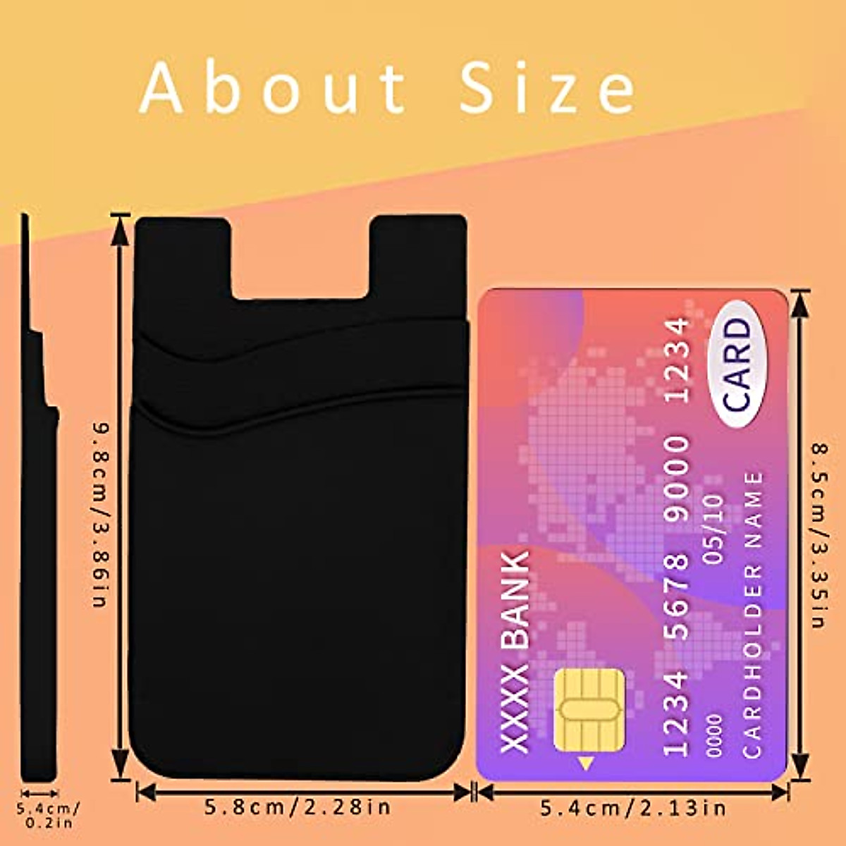 Meroqeel Adhesive Phone Wallet Card Holder for Phone Case, Silicone Credit Business ID Cards Pocket on Back of iPhone Android Phones