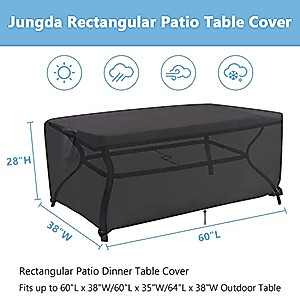 Jungda Outdoor Dining Table Cover,60 Inch Rectangle Patio Dining Table Cover,Waterproof Outside Table Cover Furniture Cover - 60 X 38 X 28 Inch