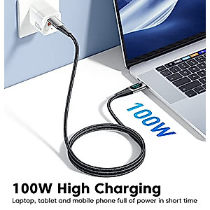 ESSAGER 100W USB C to USB C Cable with Display, 6.6ft 5A PD QC 5.0 Type C to Type C Cable Super Fast Charging USB C Cable(6.6ft, Black, 1 Pack)