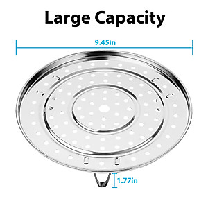 yiqqplos Premium Steamer Rack Stainless Steel Removable Leg Steamer Basket & Canning Rack for Pot, Pressure Canner, and Steamer Pot Pans (9.45 Inch)