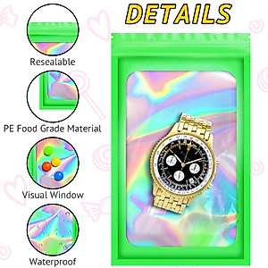 TIFICAL 100 PCS Holographic Bags for Lashes, Press On Nails, Candy, Small Baggies Sample Bag Smell Proof Packaging Bags for Jewelry, Resealable Bags for Small Business, Food Storage Bags