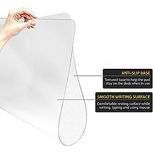 Awnour Clear Desk Pad Blotter - 32 x 16 inches - Non Slip Writing Mat for Office and Home - Round Edges - Textured/Forested…