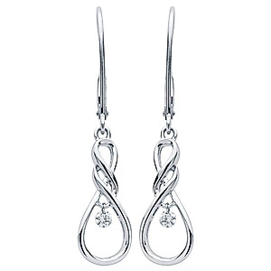 1/12 Cttw Diamond Accent Twisted Infinity Loop Dancing Diamond 925 Sterling Silver Drop Earrings (I Color, I1 Clarity)