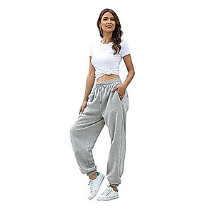 Gvraslvet Cinch Bottom Sweatpants for Women with Pockets Light Gray