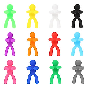 Luxshiny Waterproof Labels for Bottles 12pcs Wine Glass Charms Wine Glass Tags Silicone Drink Markers for Bar Party Martinis Champagne Cocktail Glass Marker