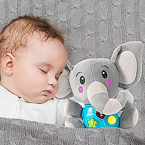 LITTLESMET Baby Musical Elephant Toys 0-6 Months, Newborn Girls Soft Plush Stuffed Animals Infant Toys for 0 1 3 6 9 12 18 Months 1 Year Old Toddlers Boy,Baby Light Up Toy Birthday Shower Gift