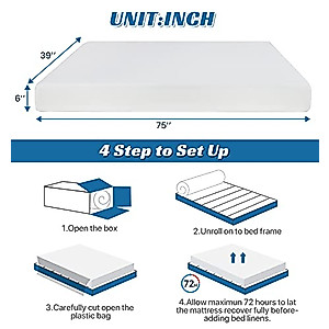 Dkeli Twin Mattress, 6 Inch Gel Memory Foam Mattress for Cool Sleep & Pressure Relief, Medium Firm Single Twin Mattress for Kids, Bed-in-a-Box, CertiPUR-US Certified