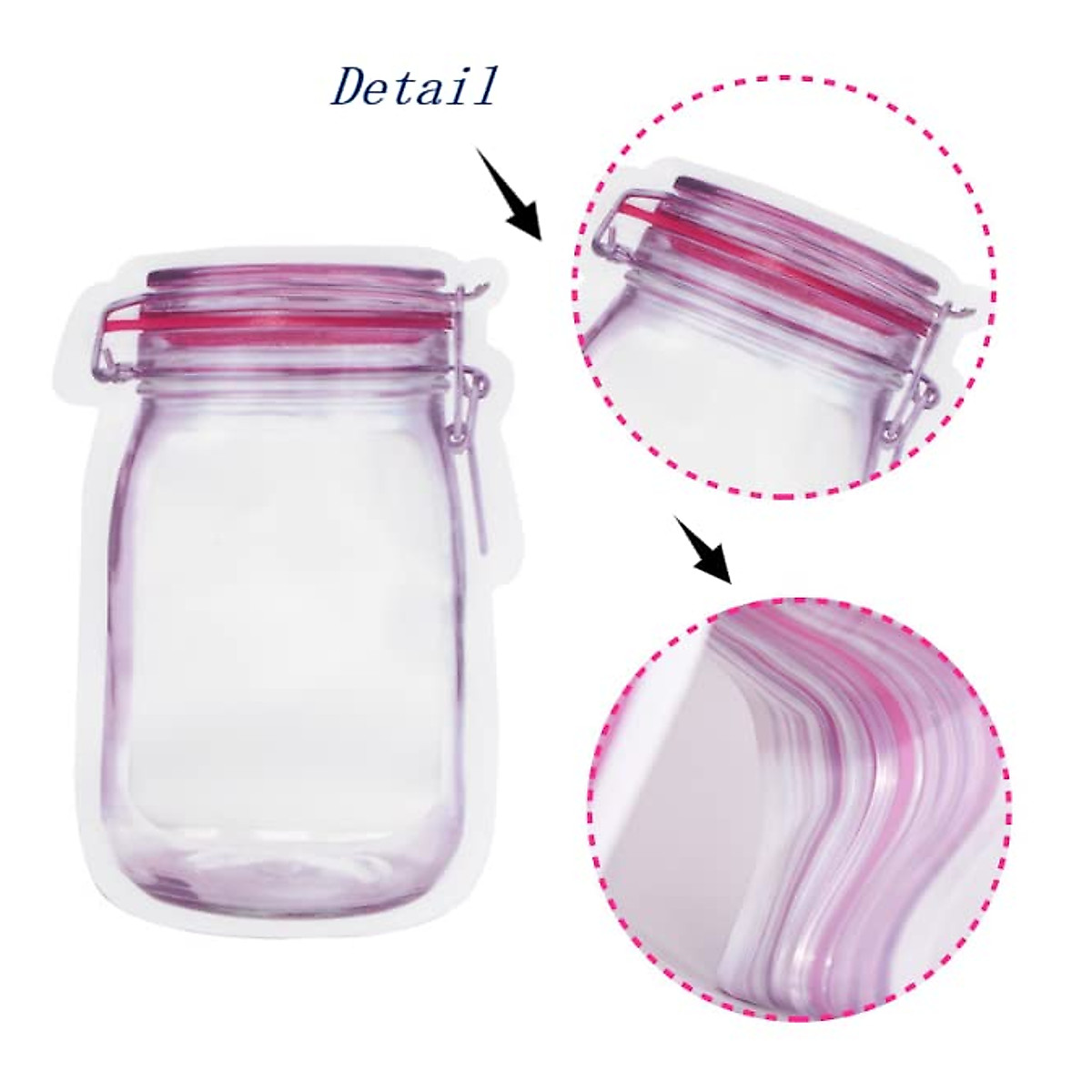 Reusable Mason Bottle Ziplock Bags,Multi-Size Fresh Leak Proof Food Storage Sandwich Bags Ziplock Bags,Hubosale Food Storage Bags, Suitable for Kitchen Camping Travel Office (20pcs)